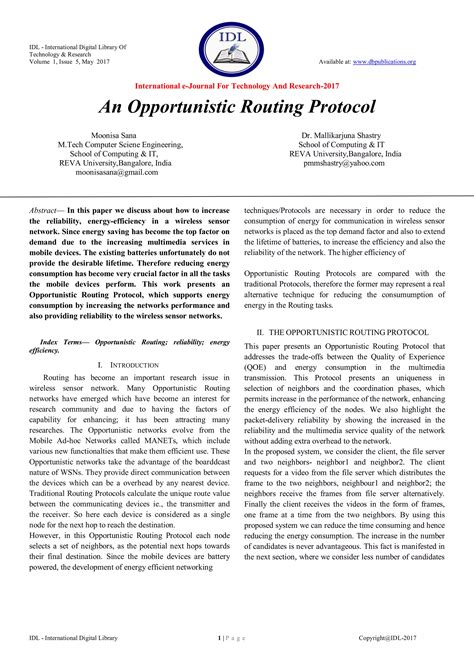 An Opportunistic Routing Protocol Pdf