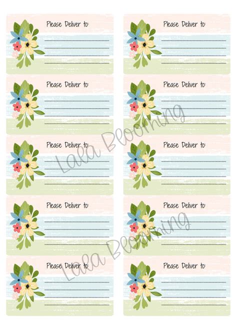 Floral Spring Pdt Labels Please Deliver To Set Of 10 Etsy
