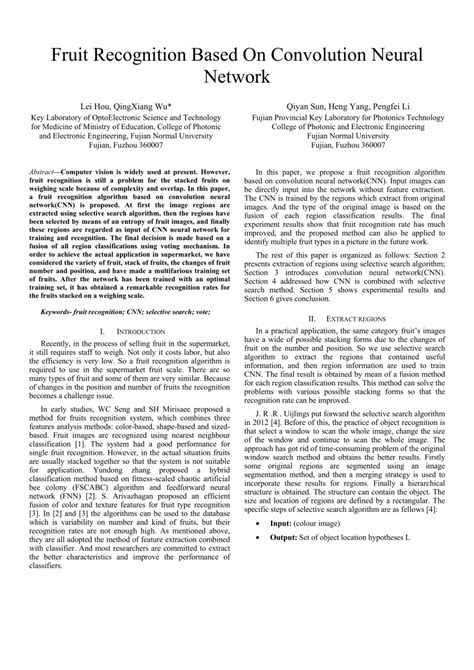 Pdf Fruit Recognition Based On Convolution Neural Network