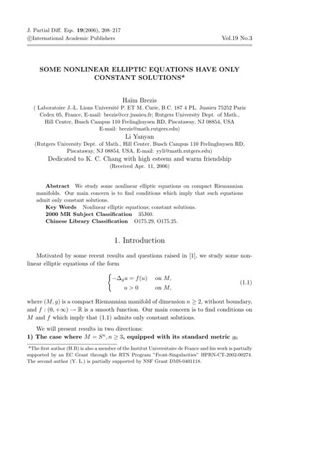 Pdf Some Nonlinear Elliptic Equations Have Only Constant Solutions