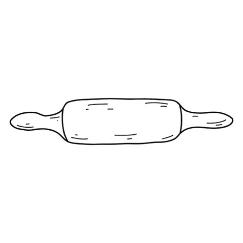 나무 반죽 롤러 주방 베이킹 도구의 손으로 그린 스타일 스케치 벡터 일러스트 레이 션에 롤링 핀 낙서 프리미엄 벡터