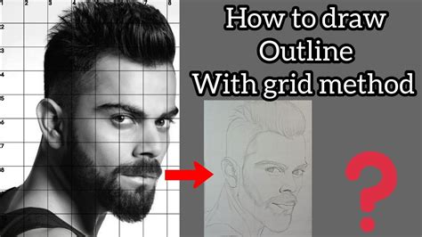 How To Draw Outline Using Grid Method Outline Tutorial ⭐ Viratkohli Youtube