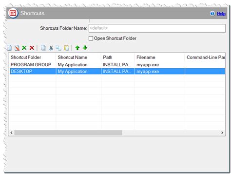 Shortcuts In CreateInstall Assistant