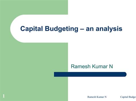 Capital Budgeting Analysis Ppt