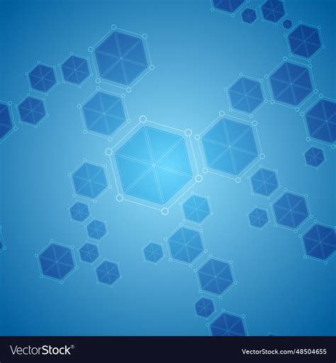 Blue Abstract Hexagon Molecules Tech Background Vector Image
