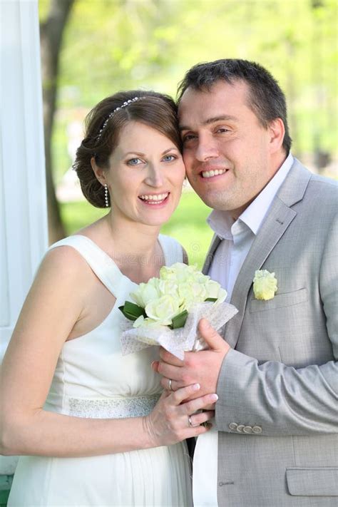 Portrait Of A Happy Beautiful Newly Married Stock Photo Image Of Bouquet Life
