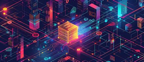 Futuristic Digital Network Concept Showing Interconnected Data Nodes