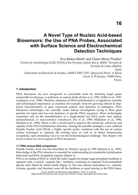 Pdf A Novel Type Of Nucleic Acid Based Biosensors The Use Of Pna Probes Associated With