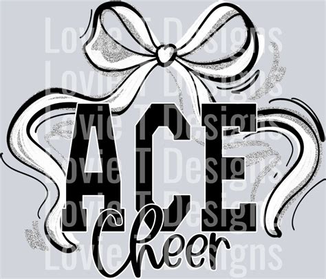 Ribbon Sports Bow Silver And White Ace Cheer Lovie T Designs