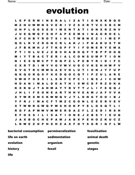 Evolution Word Search Wordmint