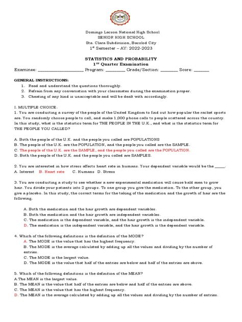 Statistics Midterm Exam Pdf Mean Mode Statistics