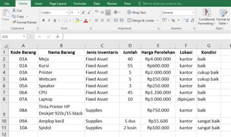 Cara Mudah Membuat Daftar Inventaris Kantor Excel Dengan Template Dan