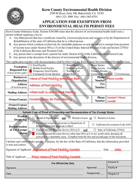 Fillable Online Environmental Health Permit Application Form Fax Email Print Pdffiller