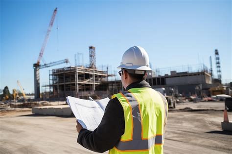 Premium Photo Construction Engineer Worker Inspecting Progress Of