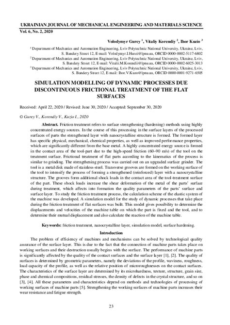 Pdf Simulation Modelling Of Dynamic Processes Due Discontinuous Frictional Treatment Of The