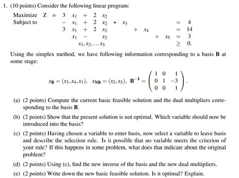 1 10 points consider the following linear program
