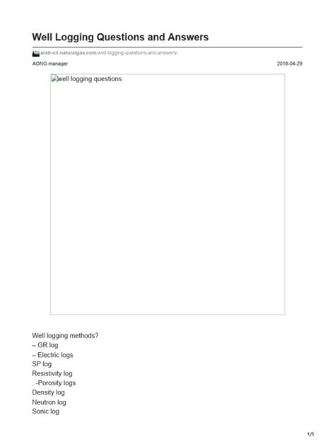 Well Logging Questions And Answers Pdf Physical Sciences