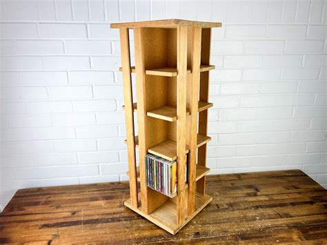 Rotating Vintage Napa Valley Wood Cd Holder For 200 Cds Tall Large Cd
