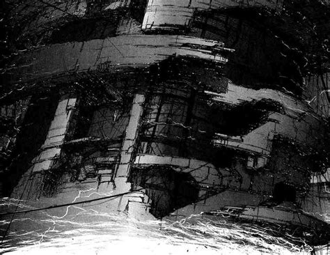 Black And White Drawing Of A Building With Wires Digital Art Blame