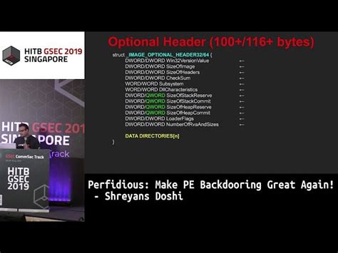 Hack In The Box Security Conference Talk Perfidious Make Pe Backdooring Great Again From Hack