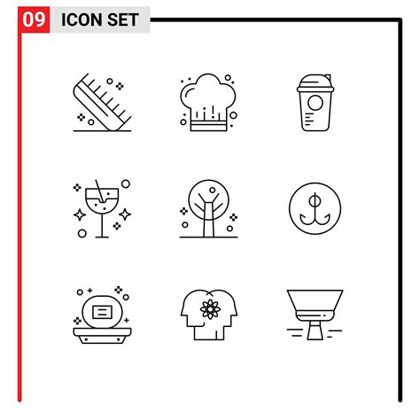 9 Universal Outlines Set For Web And Mobile Applications Party Drink Restaurant Carnival Sports