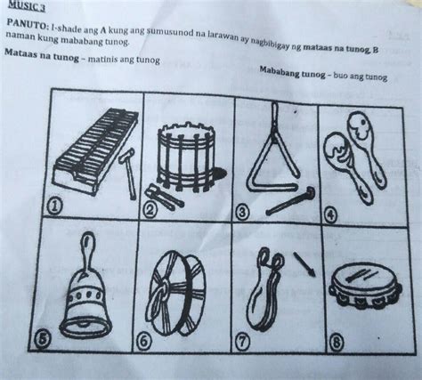 Music 3 Panuto I Shade Ang A Kung Ang Sumusunod Na Larawan Ay