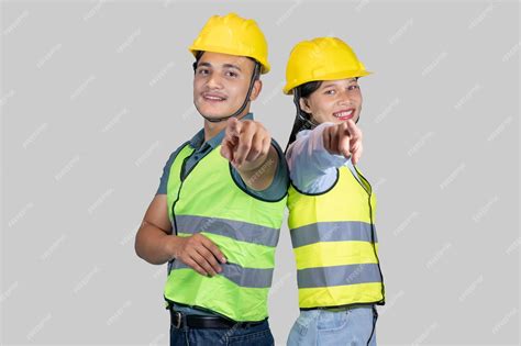 Premium Photo Asian Couple Engineer And Architect Giving Gestures And Expressions On