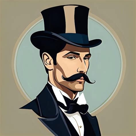 Elegant Man Wearing A Top Hat Premium Ai Generated Image