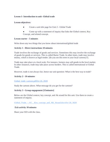 Myp Iands Lesson Plan Teaching Resources