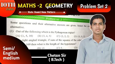 Ssc Problem Set 2 Lecture 1 Class 10th Geometry Pythagoras Theorem