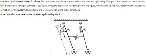 Solved Two Masses Of Mass M Each Are Attached To A Massless Chegg