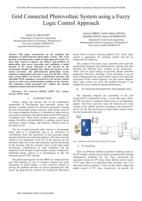 Pdf Grid Connected Photovoltaic System Using A Fuzzy Logic Control Approach
