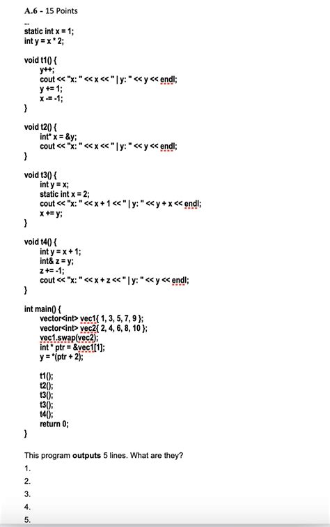 Solved A 6 15 Points Static Int X 1 Int Y X 2 Void Chegg Com