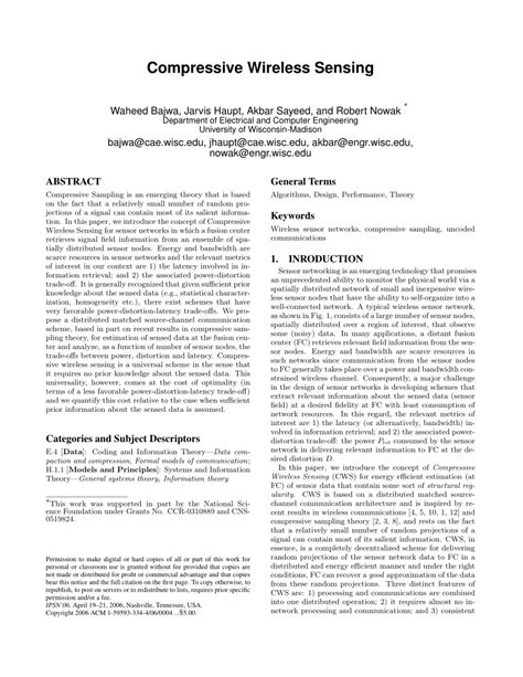 Pdf Compressive Wireless Sensing