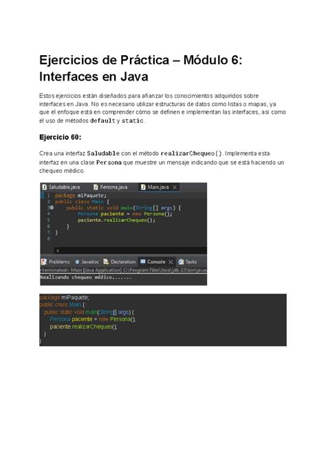 Java Ejercicios De Práctica Módulo 6 Interfaces En Java Studocu