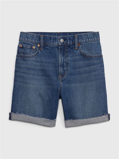 6 High Rise Cheeky Midi Denim Shorts Gap