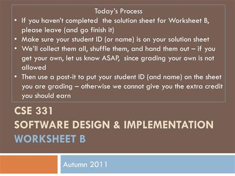 Ppt Cse 331 Software Design And Implementation Worksheet B Powerpoint Presentation Id2474744