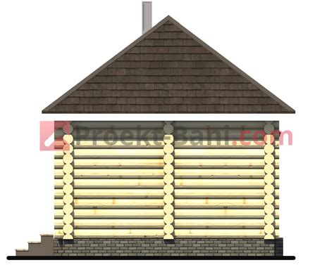 Проект бани 6 на 4 (4x6) с терассой из бревна
