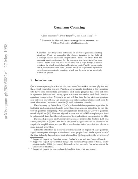 Pdf Quantum Counting Alain Tapp