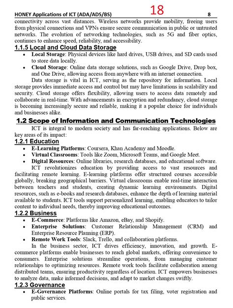 Applications Of Information And Communication Technology Ict Honey Books