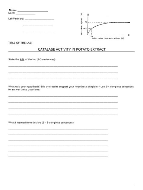 Potato Enzyme Lab Introduction An Enzyme Is A Protein Doc Template Pdffiller