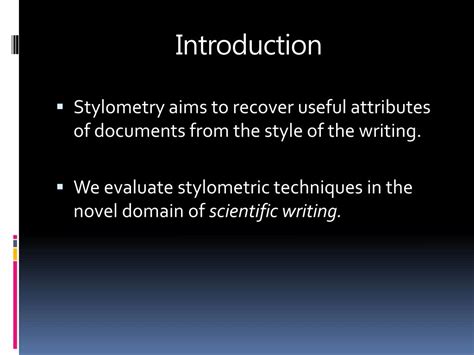 Ppt Stylometric Analysis Of Scientific Articles Powerpoint