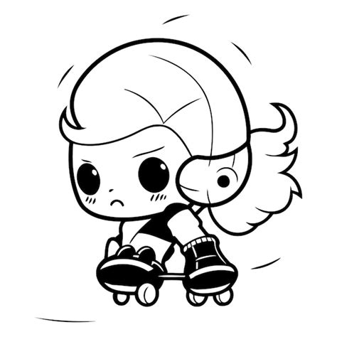 Premium Vector Cute Girl In Roller Skates Vector Cartoon Character