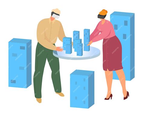 Дополненная реальность в цифровых технологиях люди в очках Vr концептуальная векторная