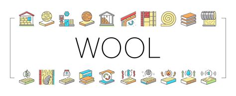 Mineral Wool Material Collection Icons Set Vector 19578603 Vector Art At Vecteezy