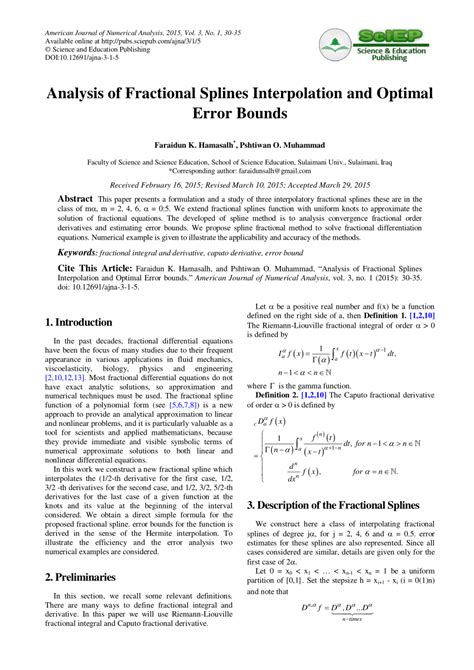 Pdf Analysis Of Fractional Splines Interpolation And Optimal Error Bounds