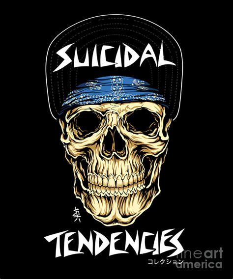 Skull Tendencies Suicidal With Cap Japan Style Digital Art By Rocking