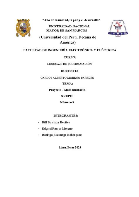 Proyecto Programacion G2 Moto Bluetooth Programación “año De La