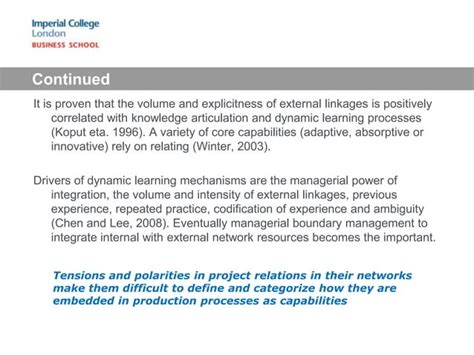 Project Relations As A Dynamic Capability Euram 2010 Systemic Relations As Dynamic