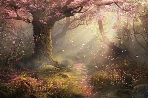Spring Path Image Premium Ai Generated Image